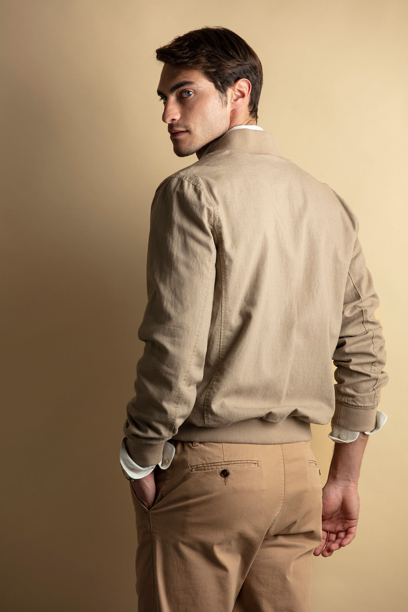 COTTON AND LINEN CHINO JACKET - Quebramar