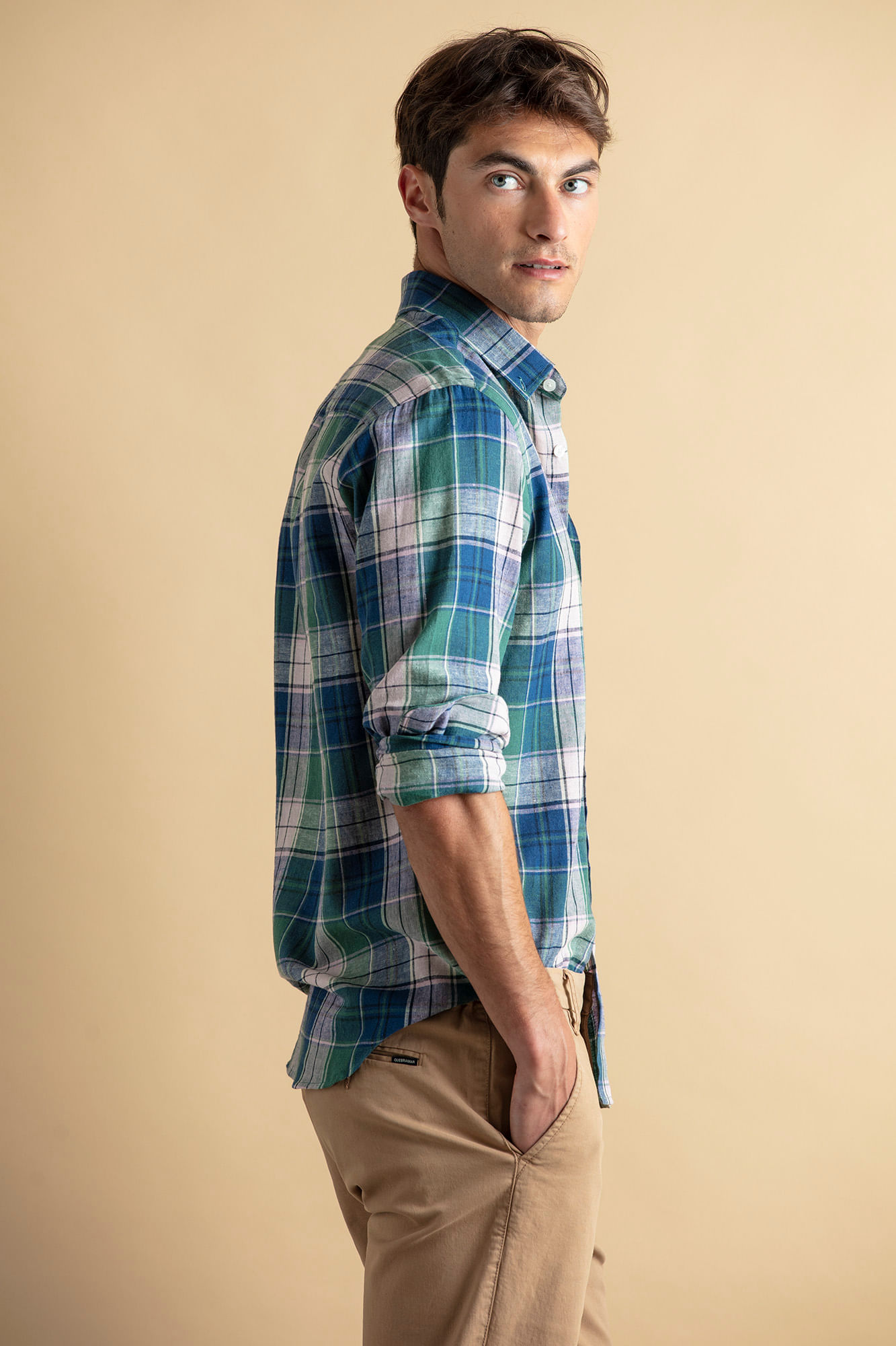 SQUARE SHIRT WITH LINEN - Quebramar