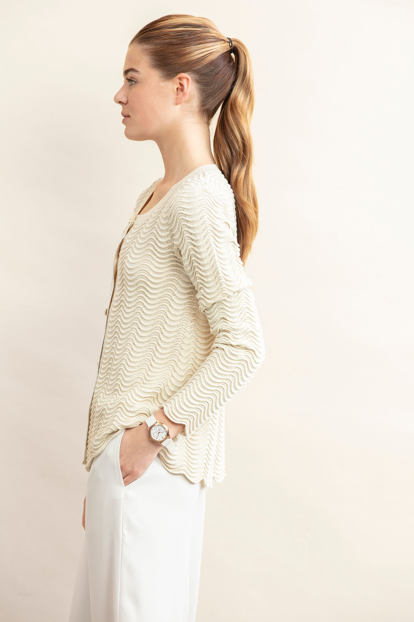 RIBBED KNIT JACKET - Quebramar