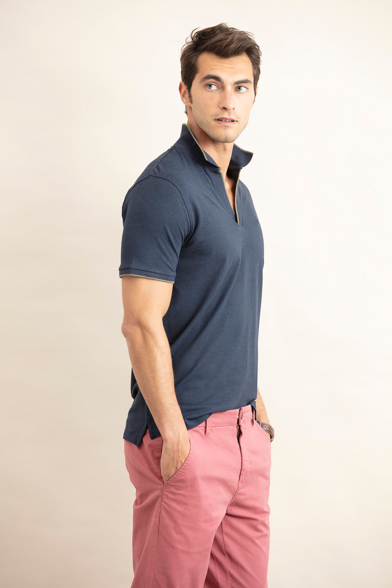 POLO PIQUET WITH PLACKET WITHOUT BUTTONS - Quebramar